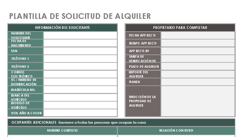 Solicitud de Alquiler - Plantilla Completa - Studocu