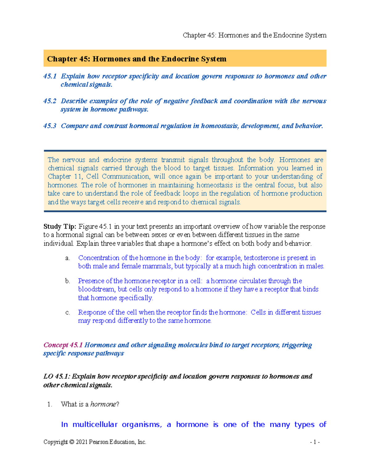 Bio12 Final Exam Study Notes: Chapter 45 - Hormones & Endocrine System ...