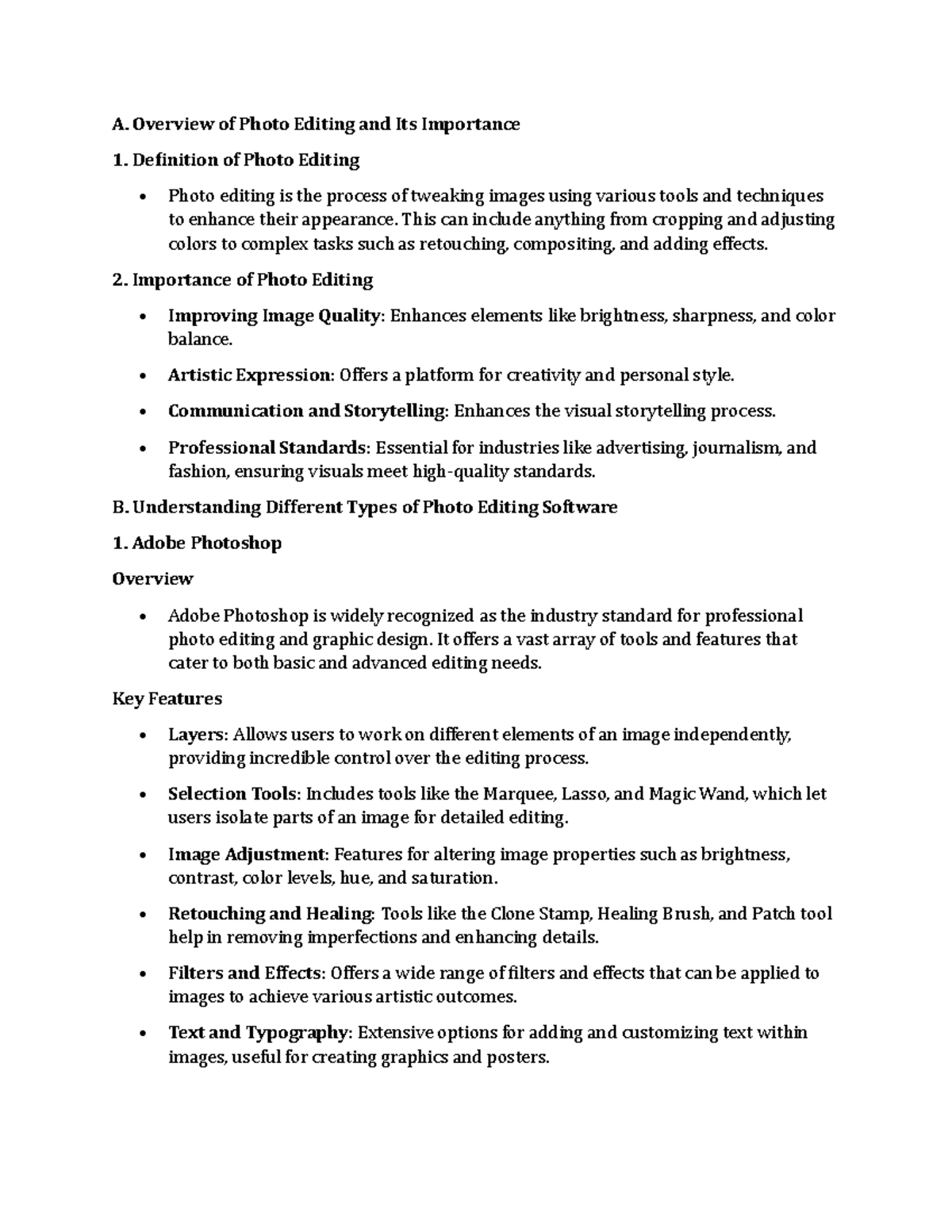 Overview-of-Photo-Editing-and-Its-Importance - A. Overview of Photo ...