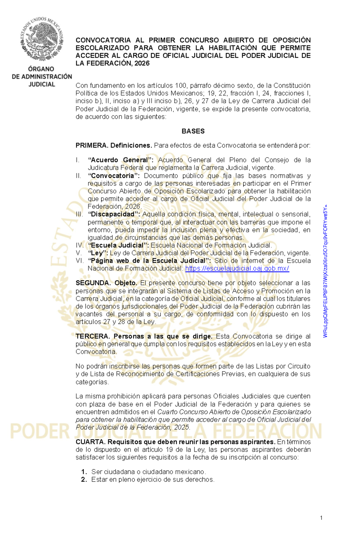 Convocatoria 2026 Primer Concurso Abierto Escolarizado Para Oficial