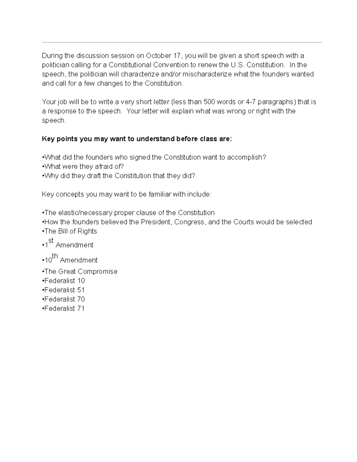 AP&G 101: Response Letter to Constitutional Convention Speech - Studocu