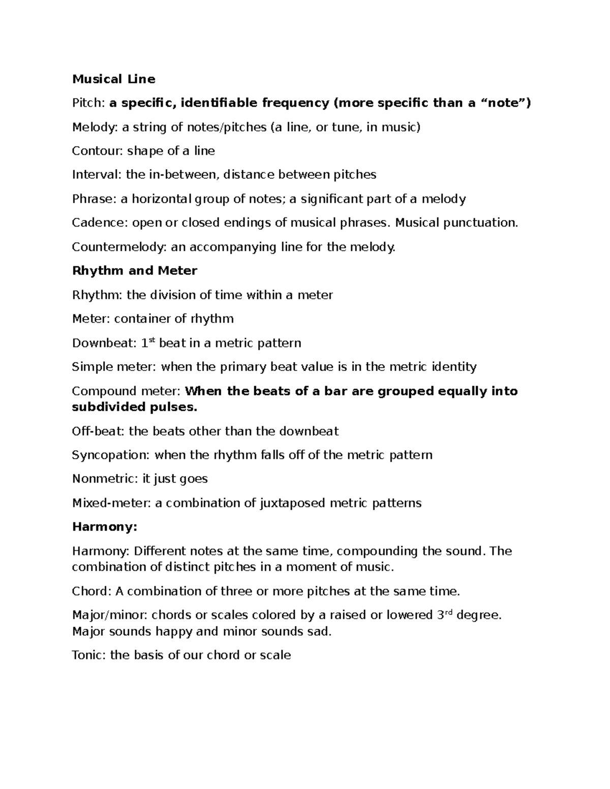 Musical Concepts & Terminology for Writing Projects (MUS 101) - Studocu
