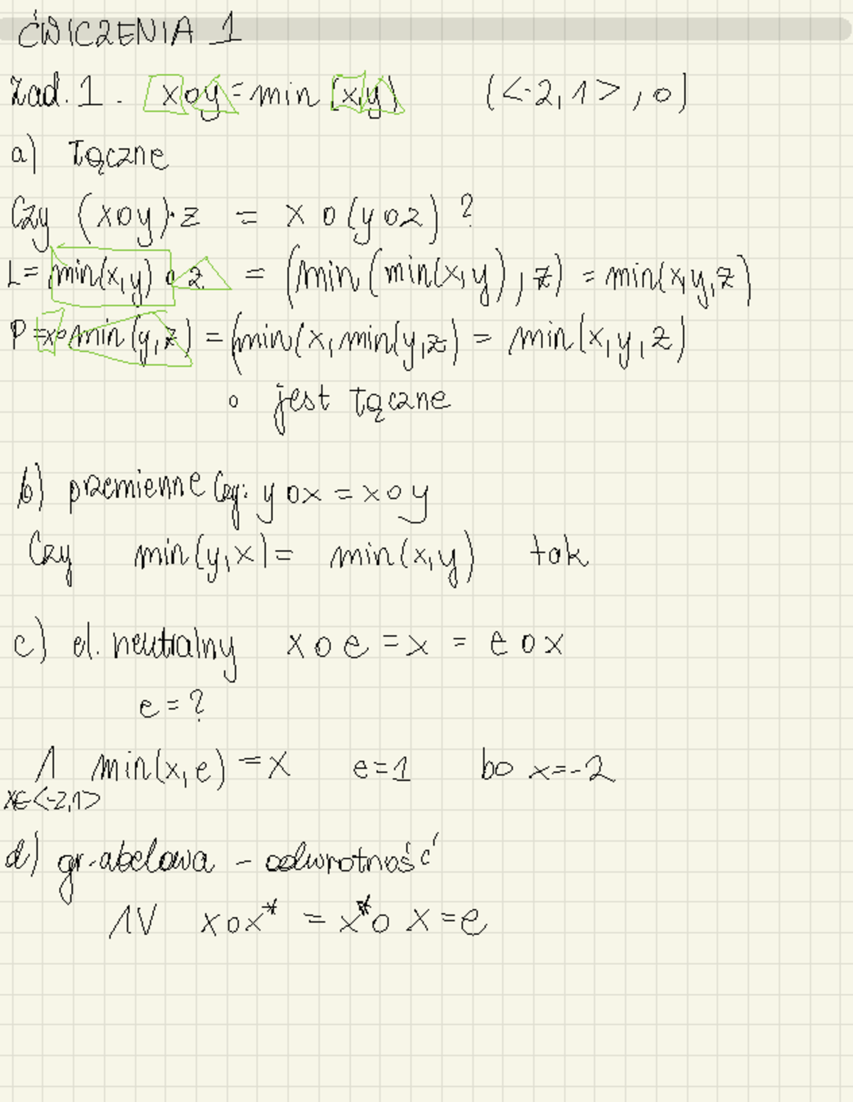 Notatki z Algebra CWICLENIA 1-2: Wprowadzenie i Zadania - Studocu