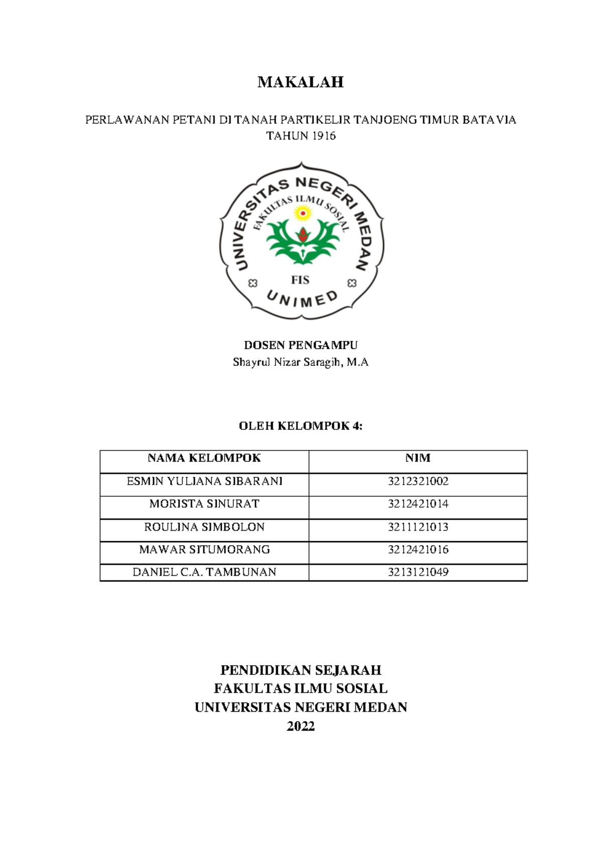 Makalah Sejarah Sosial: Perlawanan Petani di Tanah Partikelir 1916 ...