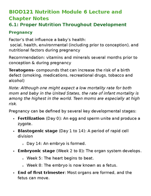 A&P Mod 6 Notes - Anatomy and Physiology Module 6 Notes 6 Anatomy of ...