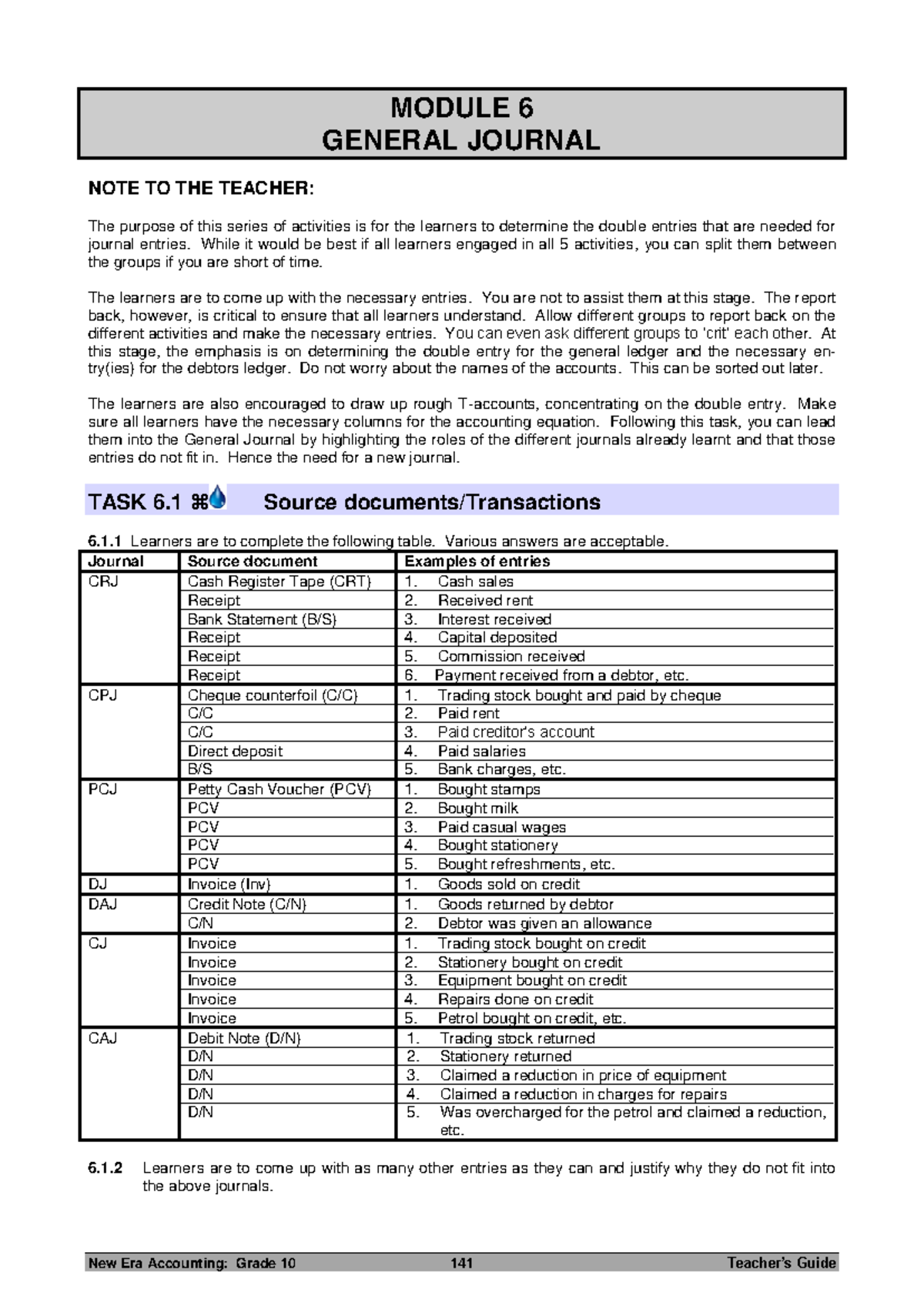 MODULE 6: General Journal Activities for Grade 10 Accounting - Studocu