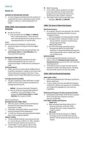 COSC 80 Module 3 - Module 3 CPU PROCESS SCHEDULING is a method used by the operating system to ...