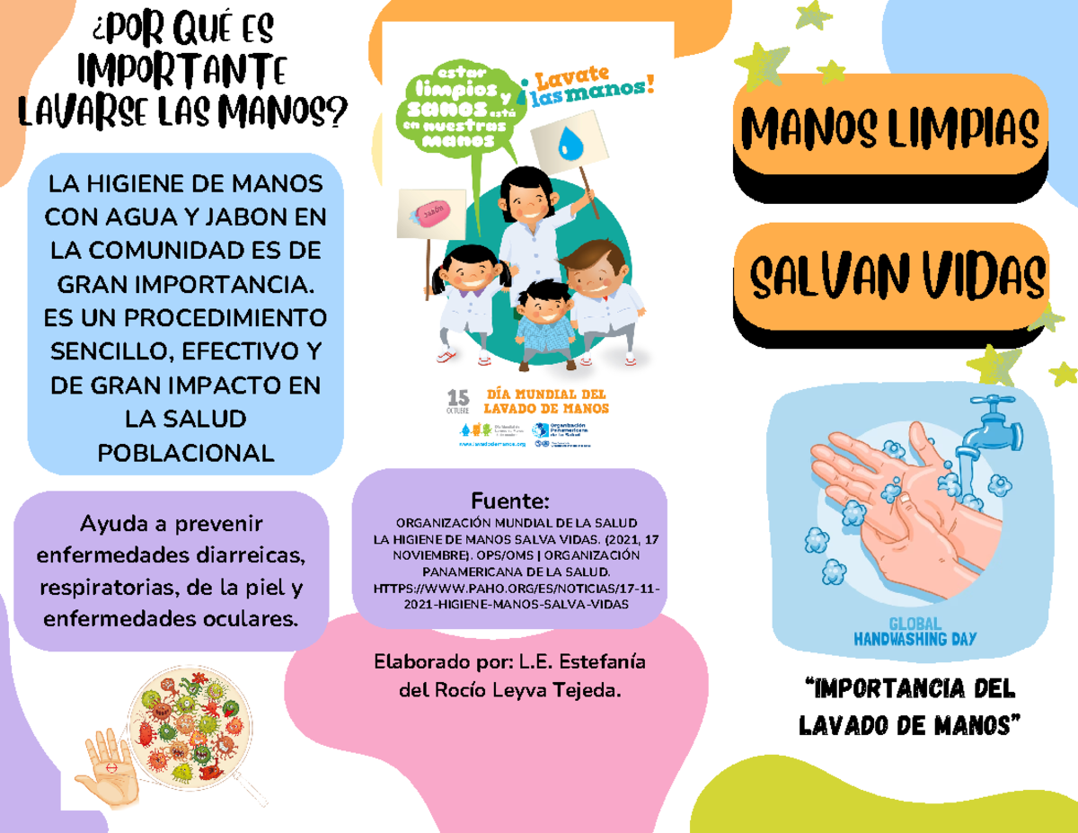 Folleto Triptico: Importancia del Lavado de Manos en Salud Pública - Studocu