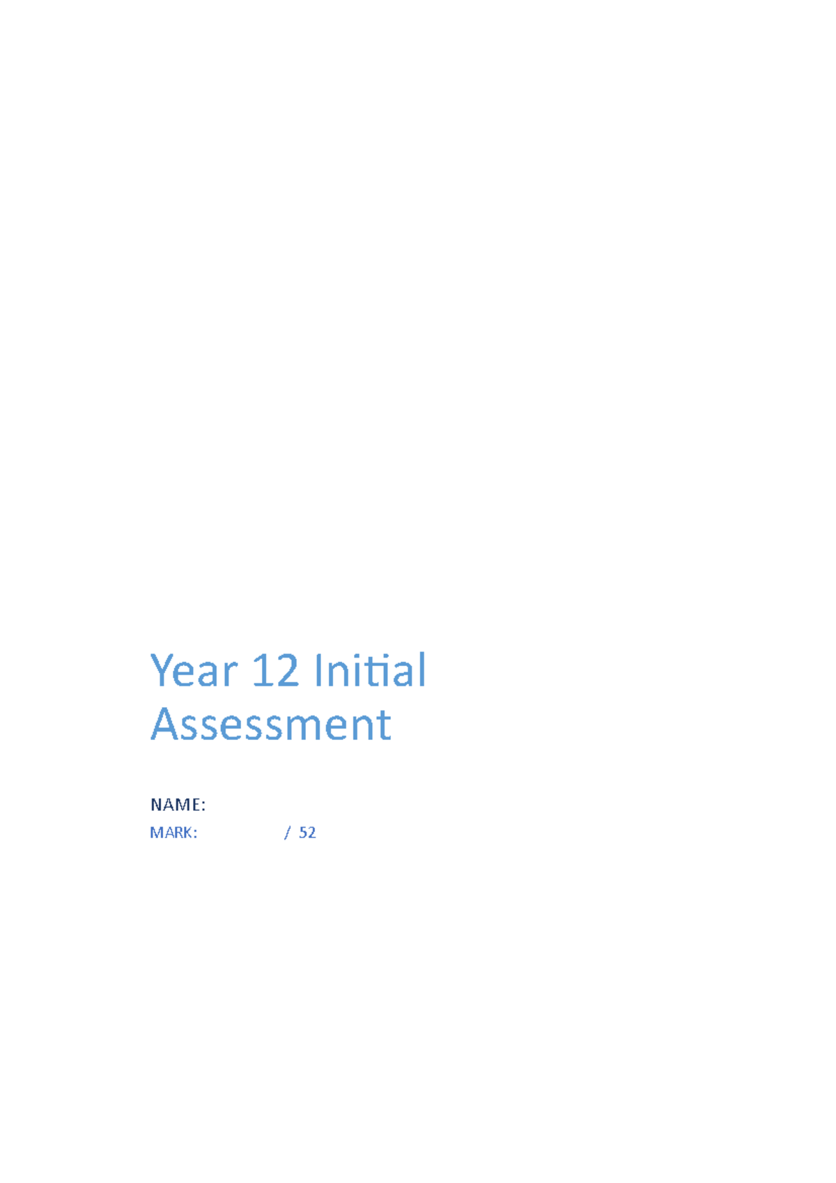 Y12 Initial Assessment: Database Design & Systems Development - Studocu
