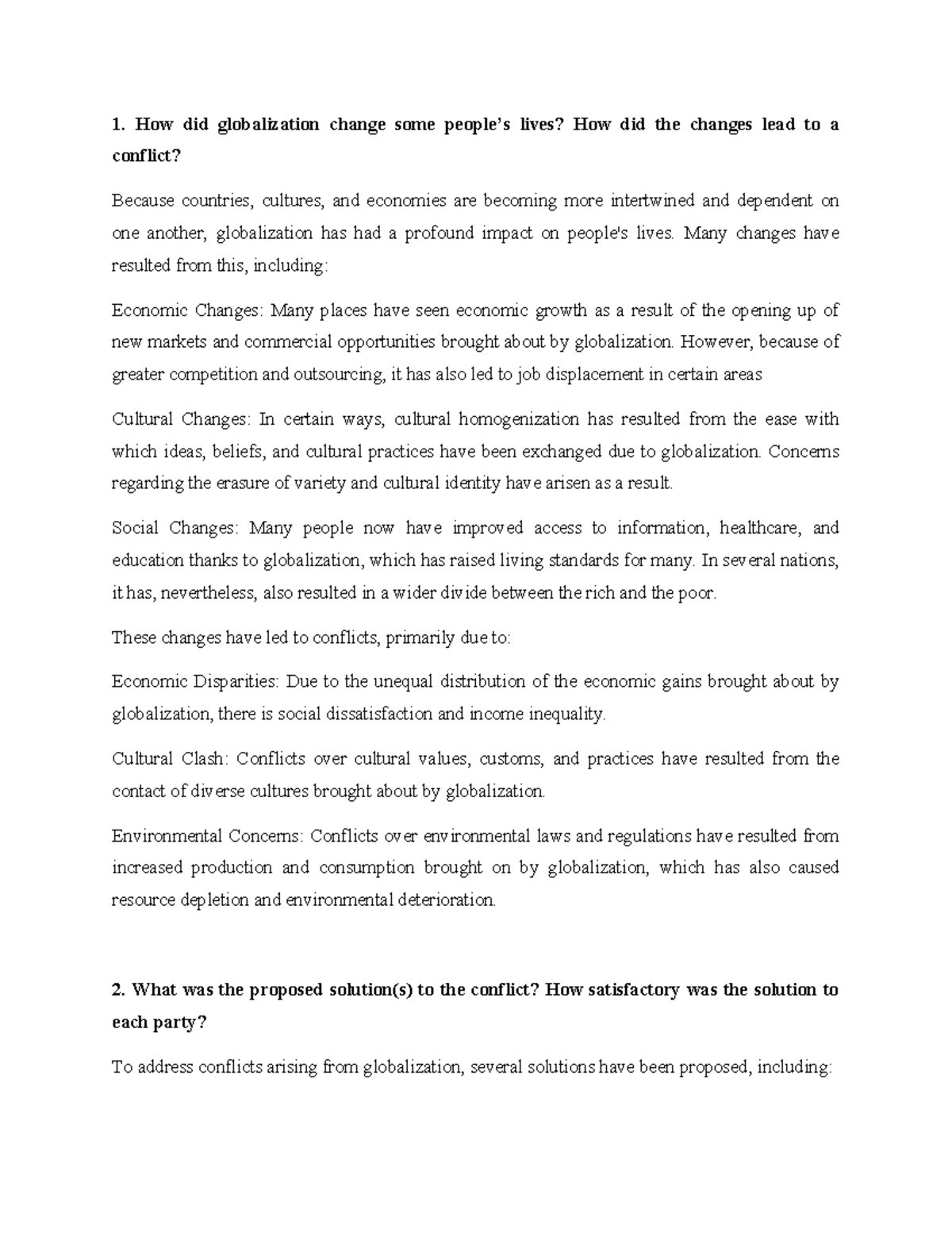 Globalization's Impact: Conflicts and Solutions - Learning Journal Unit ...