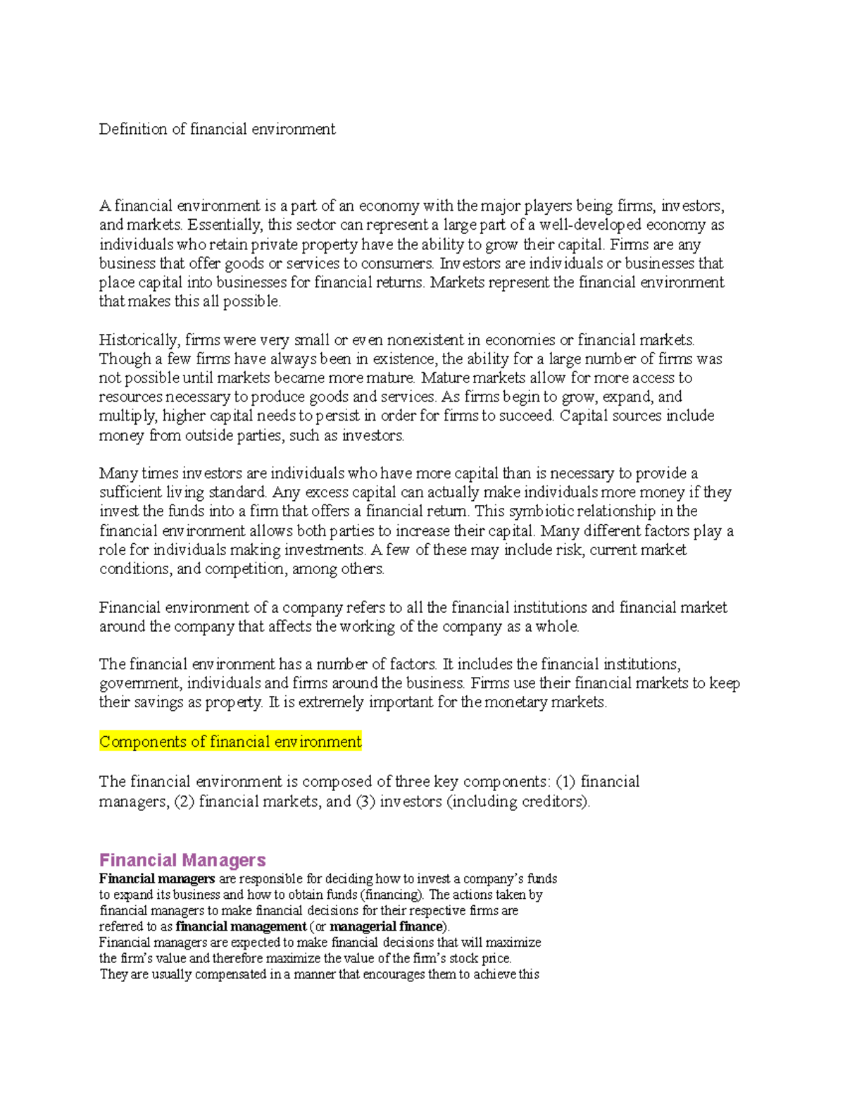 Understanding the Financial Environment in Economics: Key Components ...