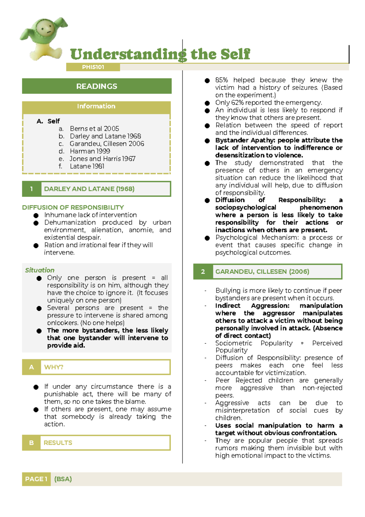 Understanding The Self Midterm Review Psy 101 Studocu