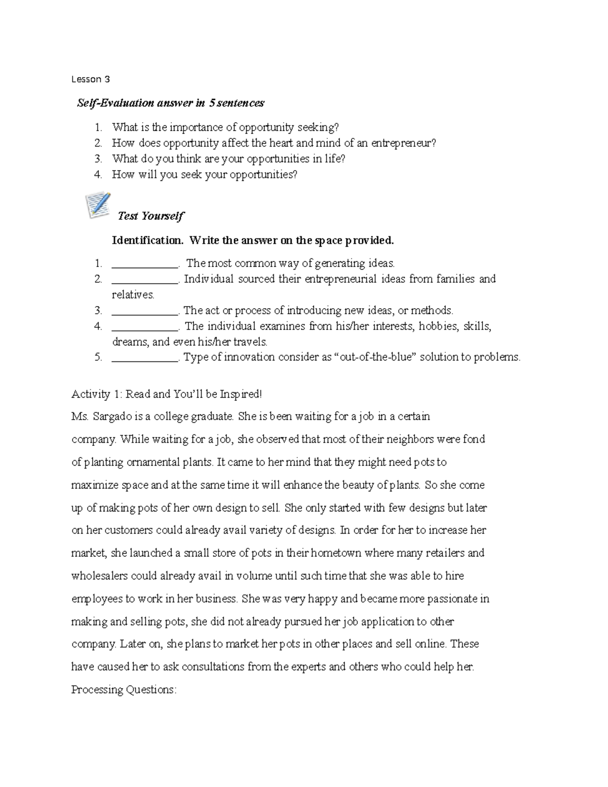 Lesson-3-worksheet - Worksheysn jahdh jahbrdna - Lesson 3 Self ...