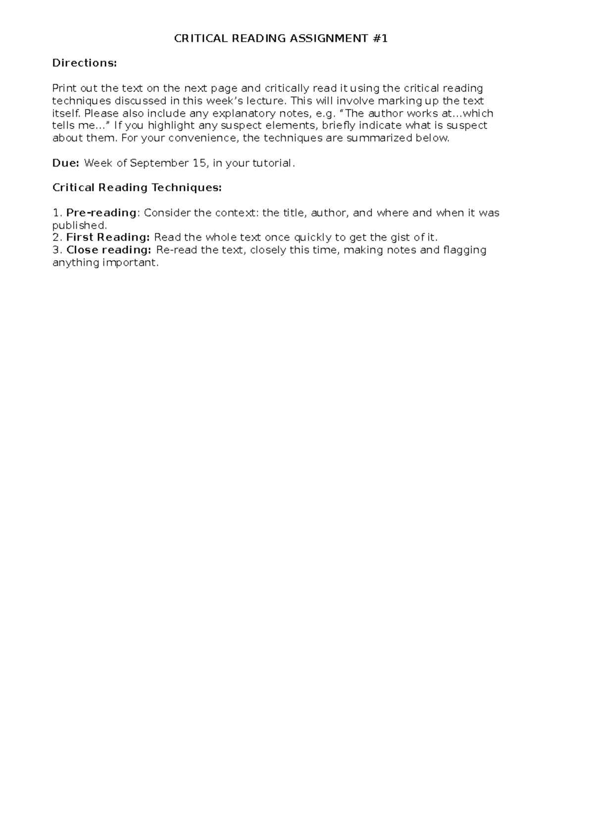 MODR 1730B Critical Reading Assignment Guidelines - Studocu