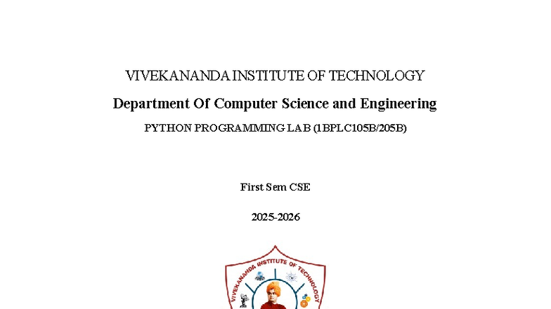 Python Programming Lab - CSE 1st Sem at VIT - Studocu