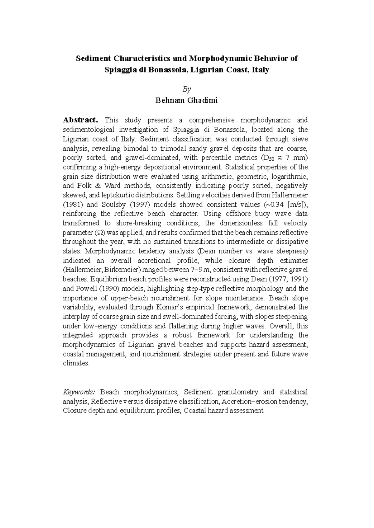 Granulometry Case Study: Sediment Classification & Cross-Shore Profile ...
