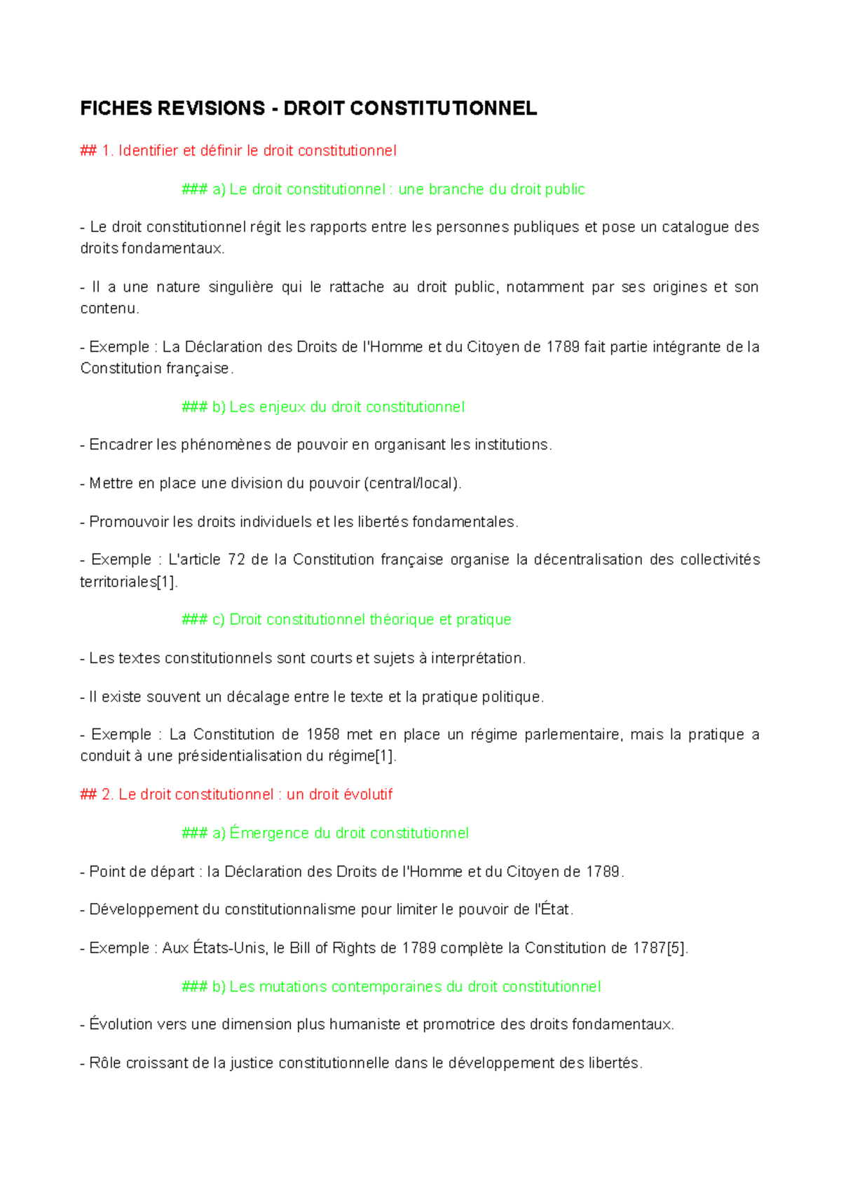 Droit Constit Cours CHAP 1 - FICHES REVISIONS - DROIT CONSTITUTIONNEL ...