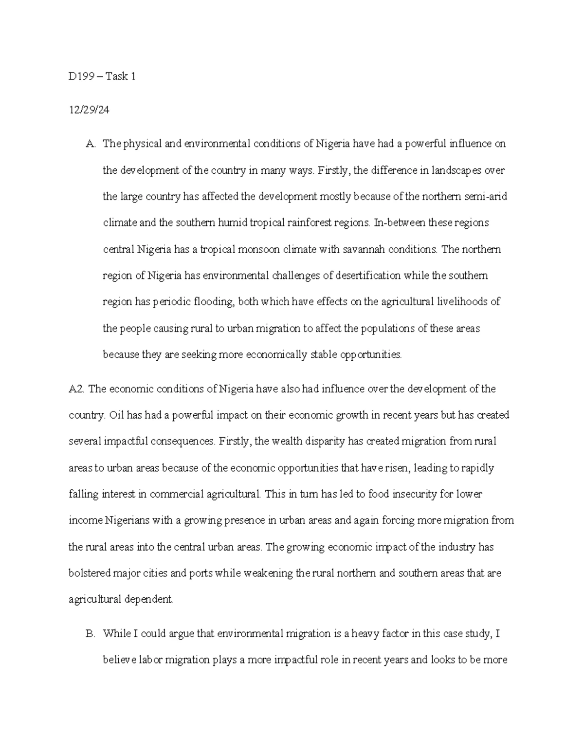 Task 1 for D199 - This is my PA Passed, which is provided as an example ...