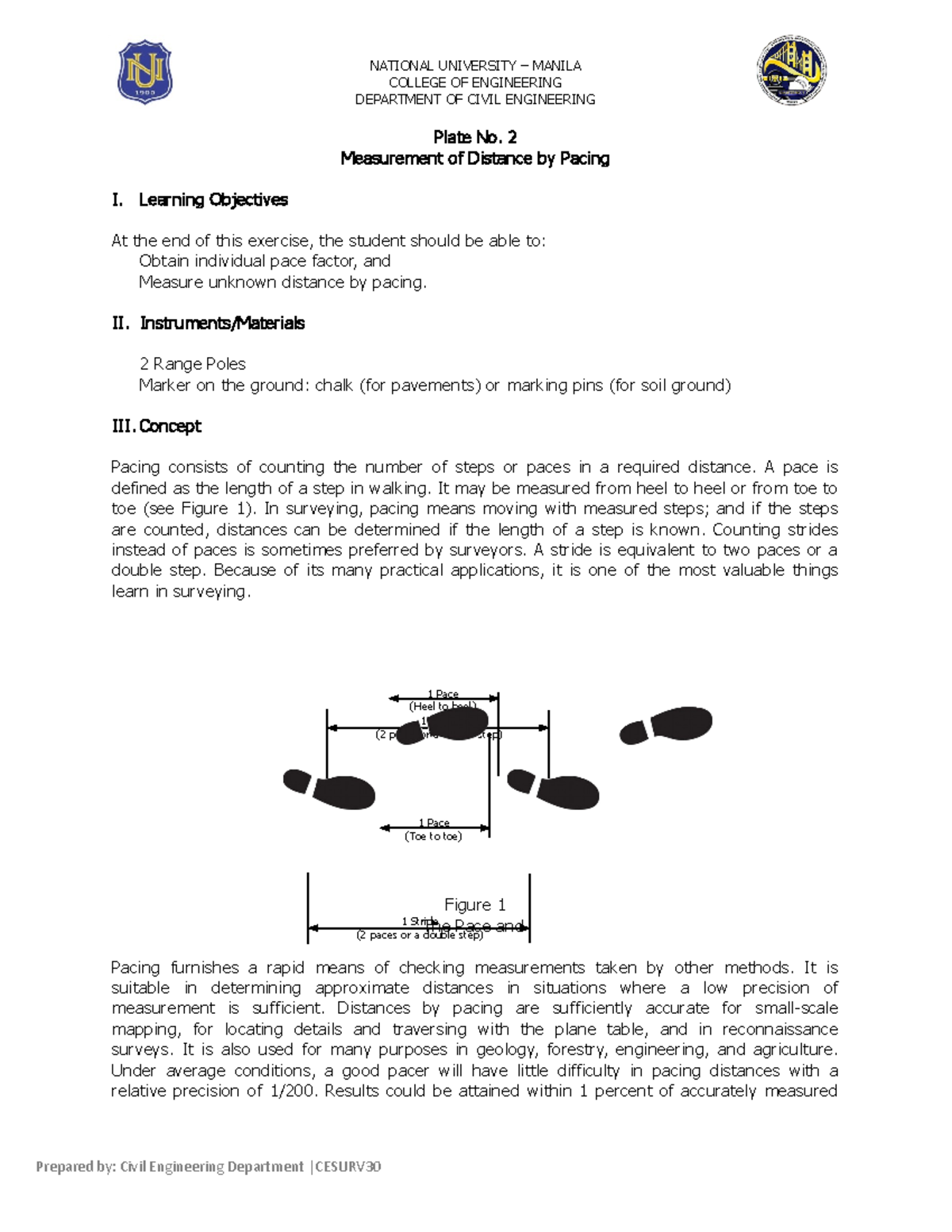 Distance Measurement by Pacing (Plate 2) - Civil Engineering Practice ...
