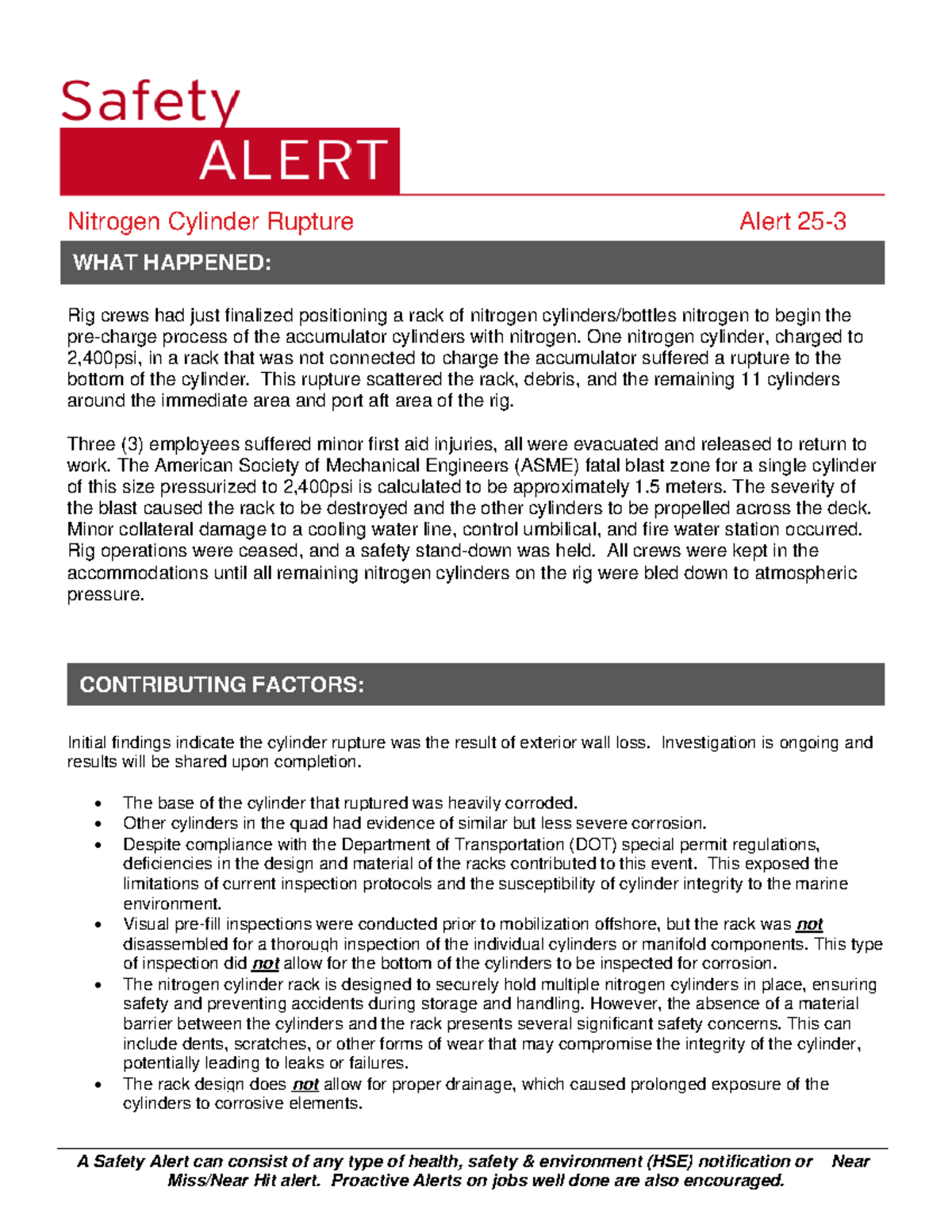 IADC-Safety-Alert 25: Nitrogen Cylinder Rupture Incident Analysis - Studocu