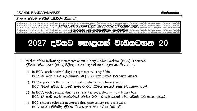2027 ICT Binary Coded Decimal (BCD) Overview and Examples - Studocu