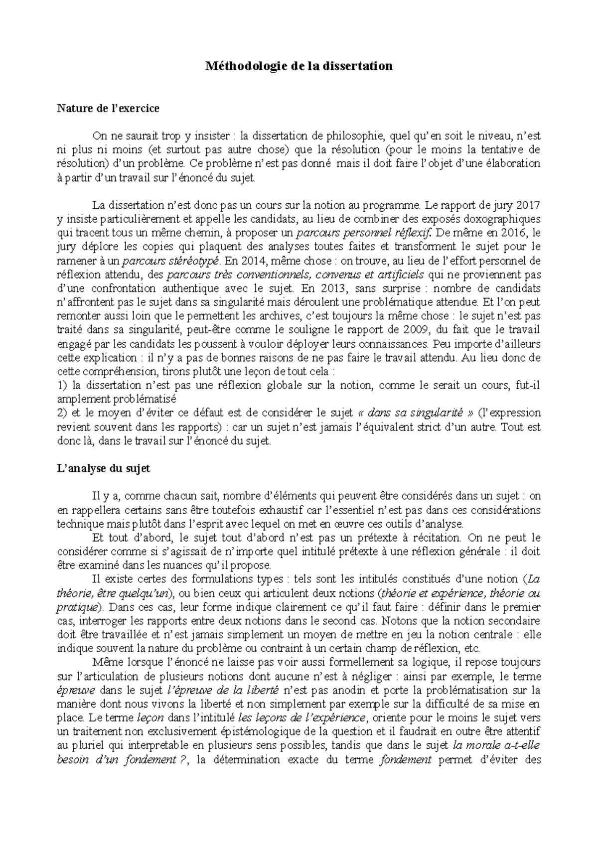 Méthodologie de la Dissertation en Philosophie - Guide Complet - Studocu