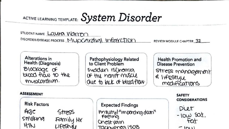 ACTIVE LEARNING TEMPLATE: Cardiac System Pathophysiology Review - Studocu