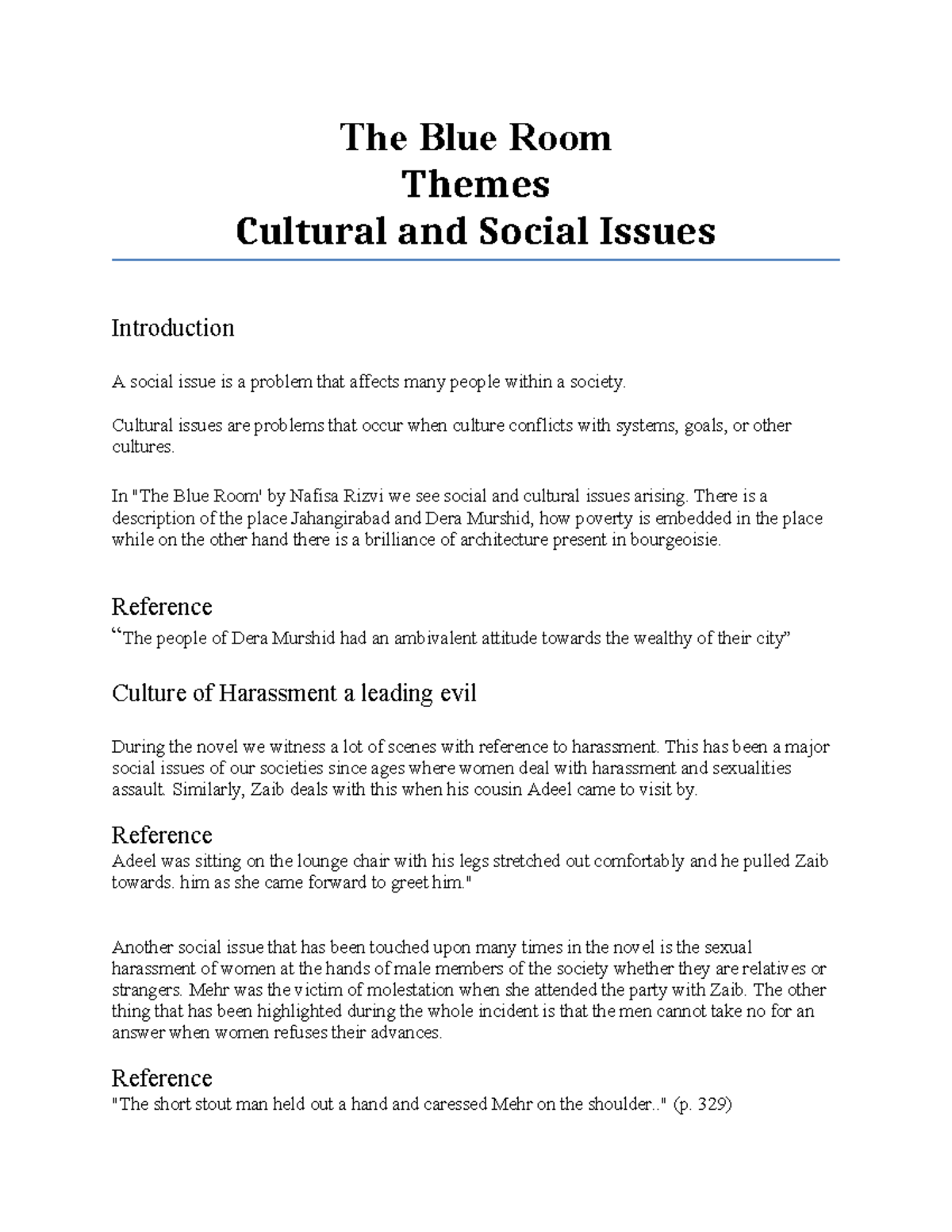 The Blue Room (ENG 202 - Themes of Cultural, Social Issues & Class ...