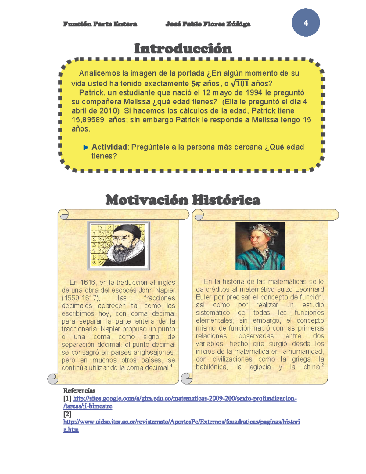 Definición de Parte Entera y Cálculo de Edades en Matemáticas - Studocu