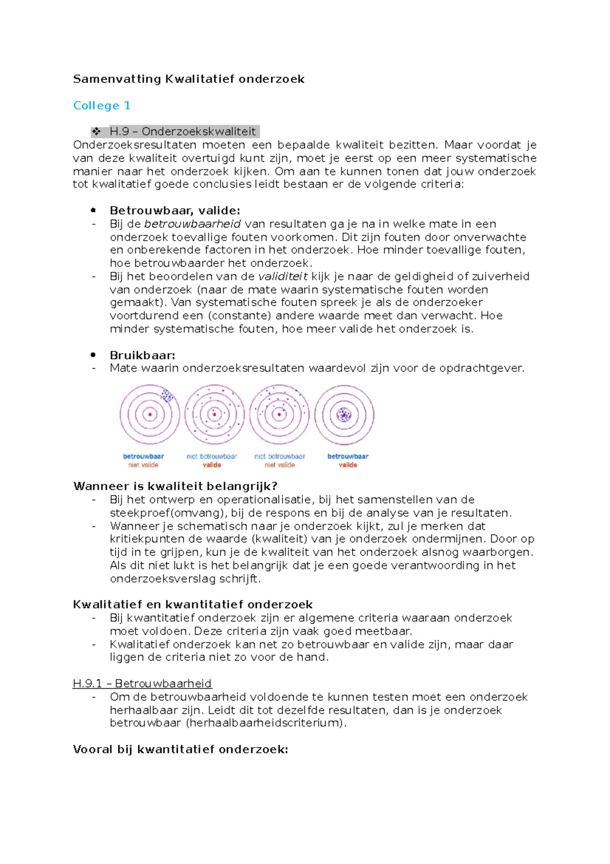 Samenvatting Kwalitatief Onderzoek: Kwaliteit en Operationalisatie ...