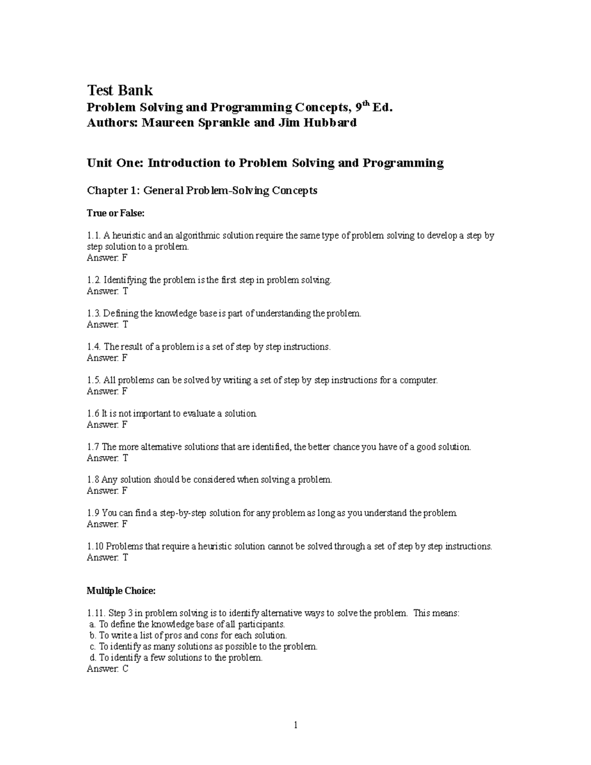 265761643 Test Bank - Problem Solving and Programming Concepts, 9th Ed ...