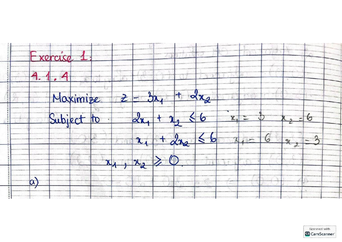 Exercise 1: Linear Programming Optimization Techniques (CS 4.1.4) - Studocu