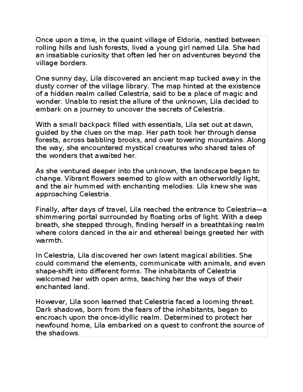 Eldoria Adventures: Lila's Journey to Celestria's Magic - Studocu