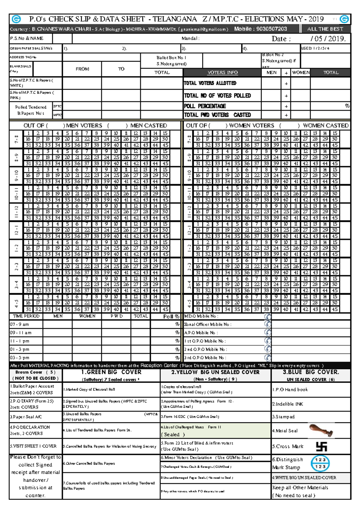 ZPTC Elections 2019 Data Sheet - Telangana M.P.T.C. Polling Info - Studocu