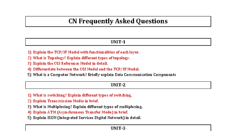 CN Networking FAQs: OSI Model, Protocols, and Subnetting Explained ...