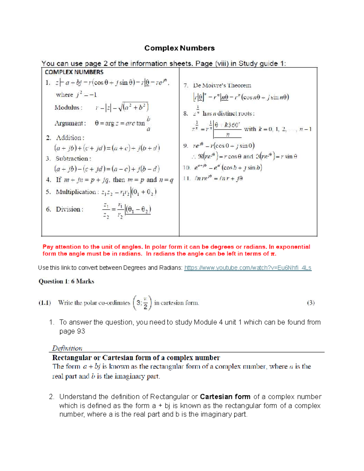 Assignment 2 Tips: Understanding Complex Numbers and Their Forms - Studocu
