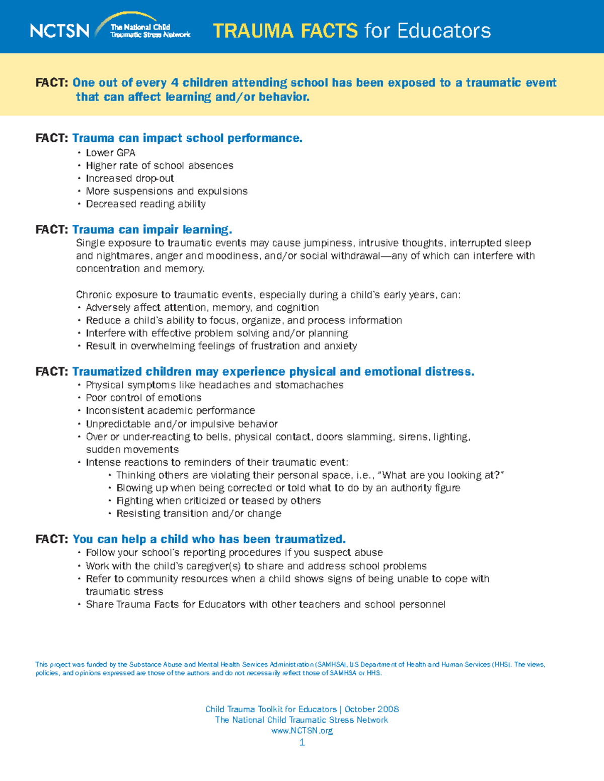 Trauma Facts for Educators: Understanding Childhood Trauma Impacts ...