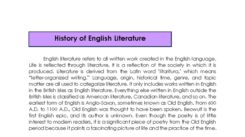 ENG 101: History of English Literature - Key Periods and Themes - Studocu