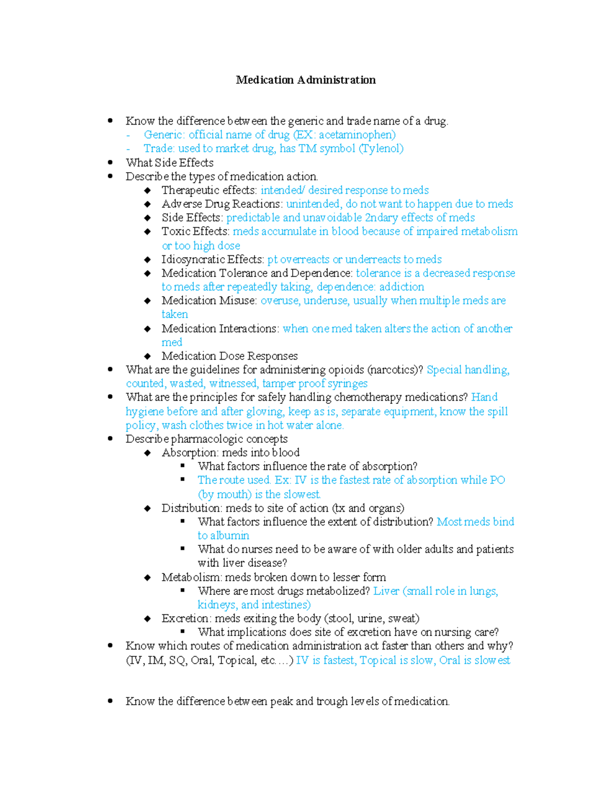311 Exam 3 Part 2 - Medication Administration Study Guide - Studocu