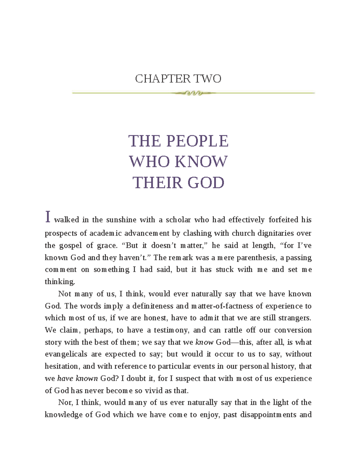 CHAPTER TWO: KNOWING GOD AND HIS PEOPLE - A THEOLOGICAL EXPLORATION ...