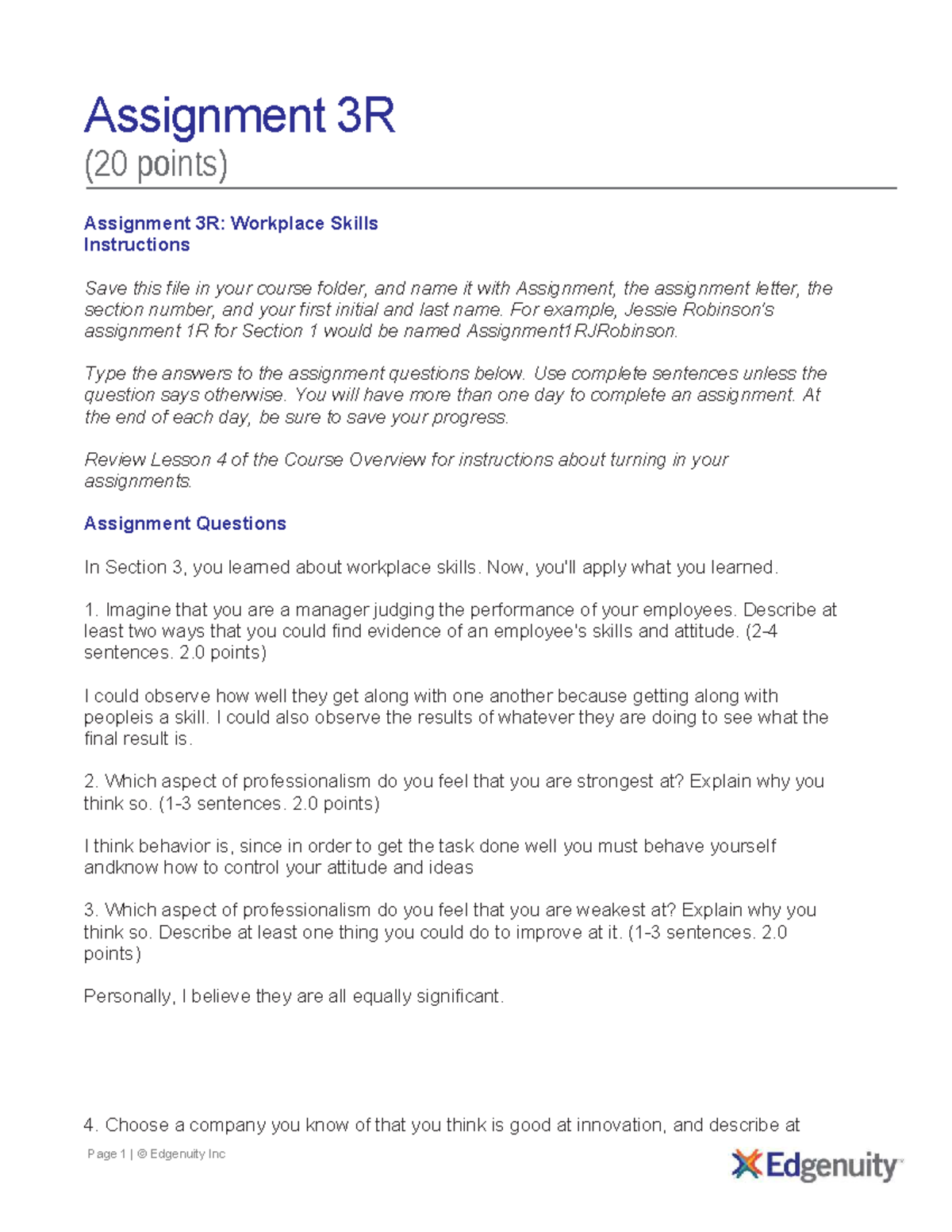 Assignment 3R: Workplace Skills - EL5733 - Studocu