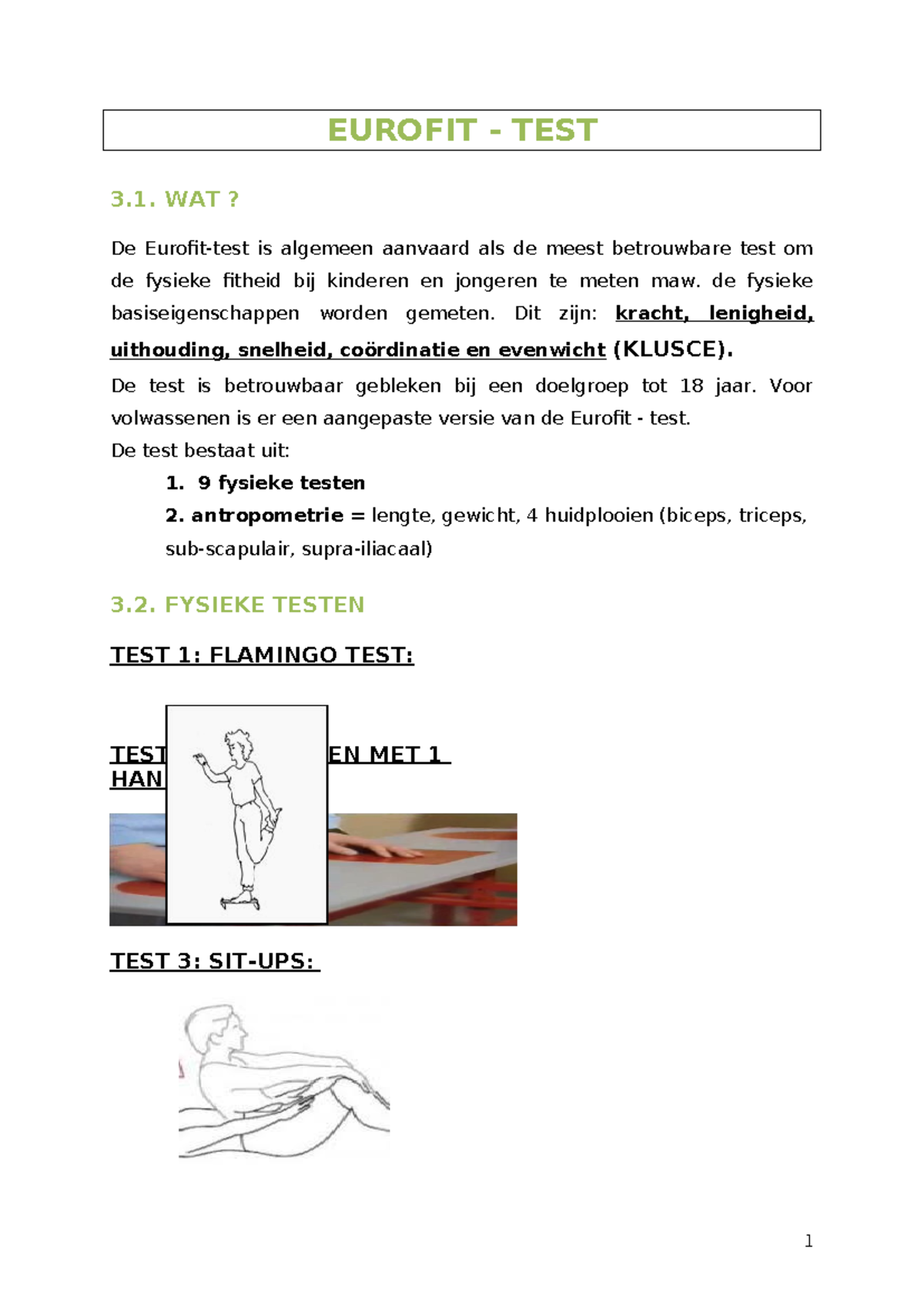 Eurofit Test Overview and Scoring Guide 2024-2025 - Studocu