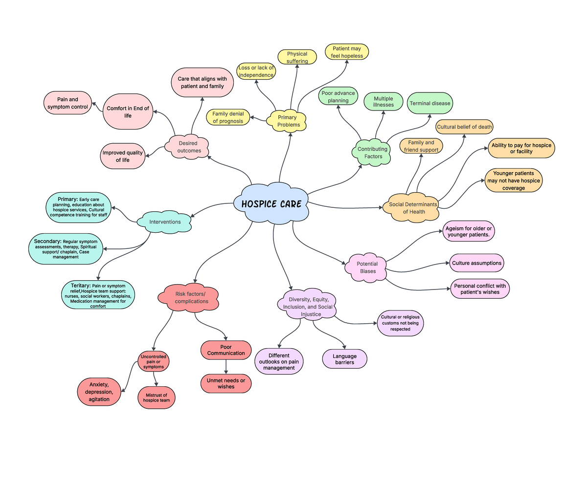 Hospice Concept Map: Pain Management & Patient Care Strategies - Studocu
