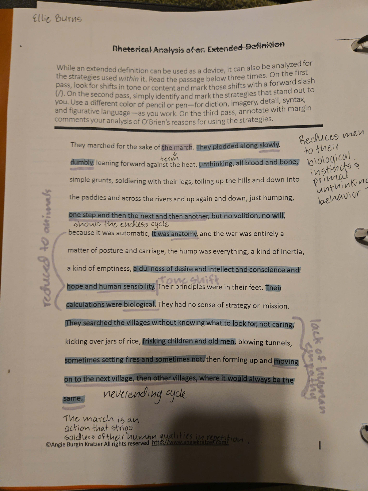 Rhetorical Analysis of Extended Definition in Ellie Burns' Work - Studocu