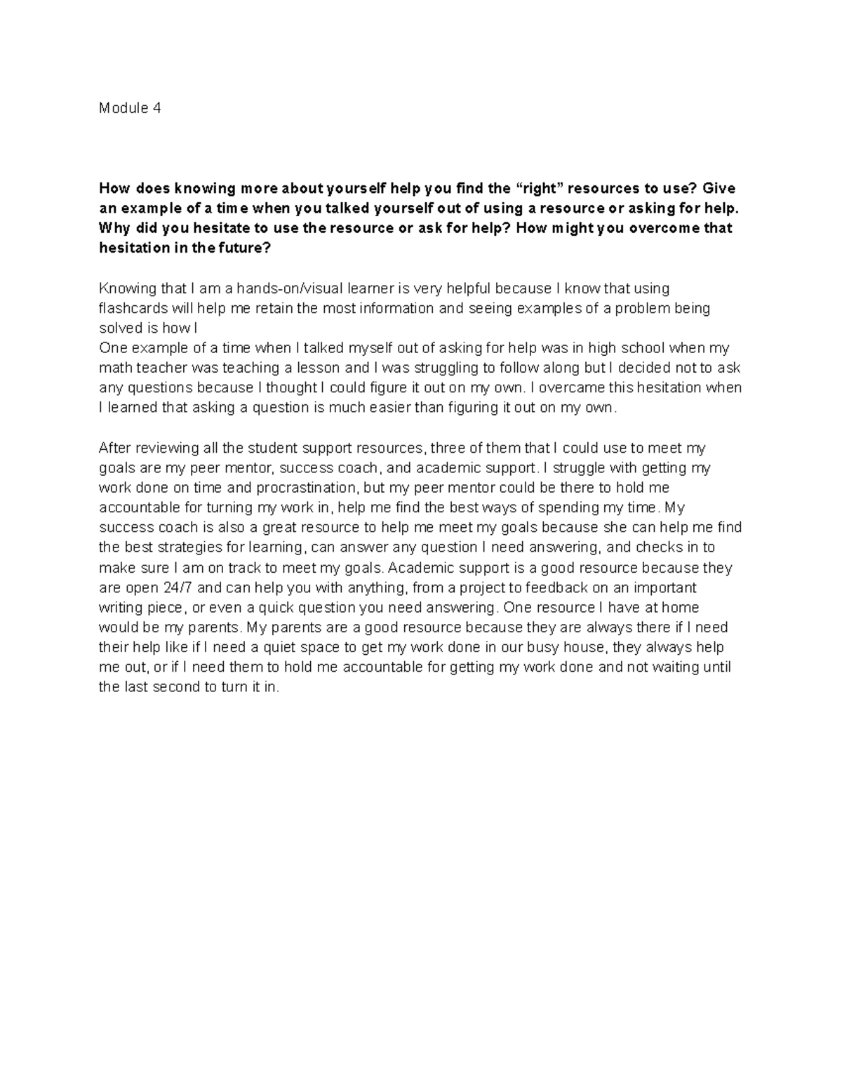 Module 4 discussion post - Module 4 How does knowing more about ...