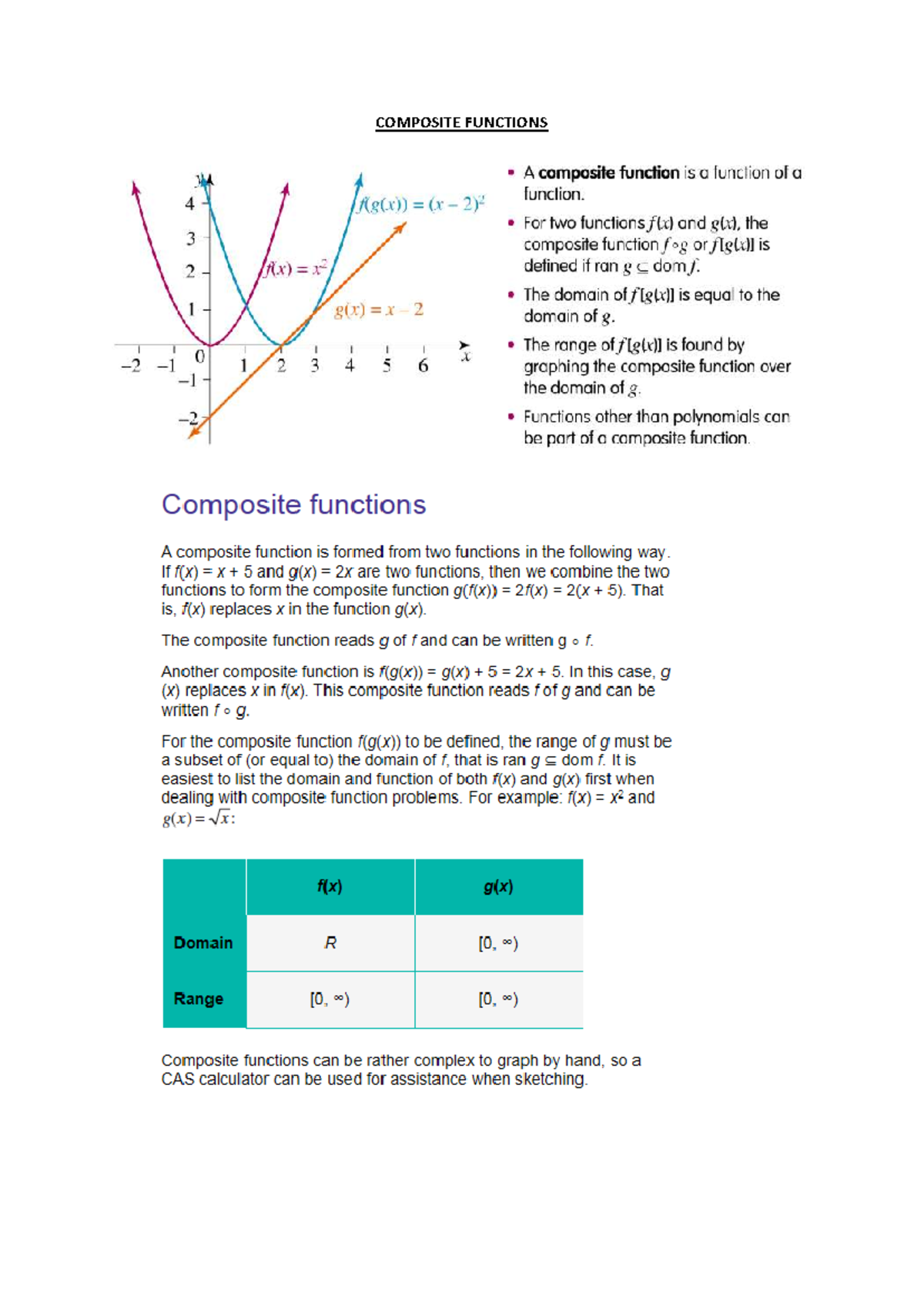 Composite Functions: Understanding and Analyzing g(f(x)) - Studocu