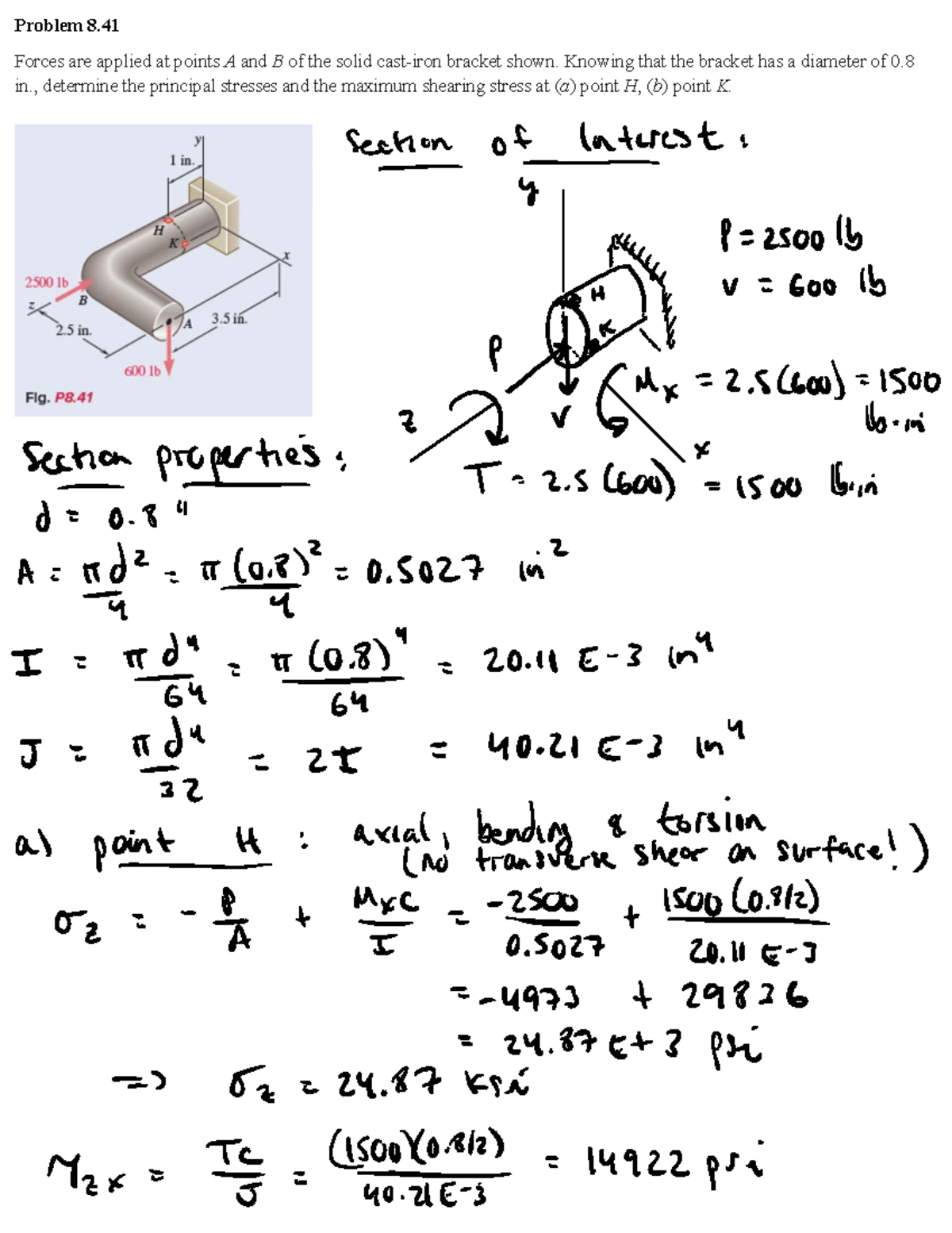 Problem 8 - Problem 8. Three forces are applied to the bar shown. Determine the normal and ...