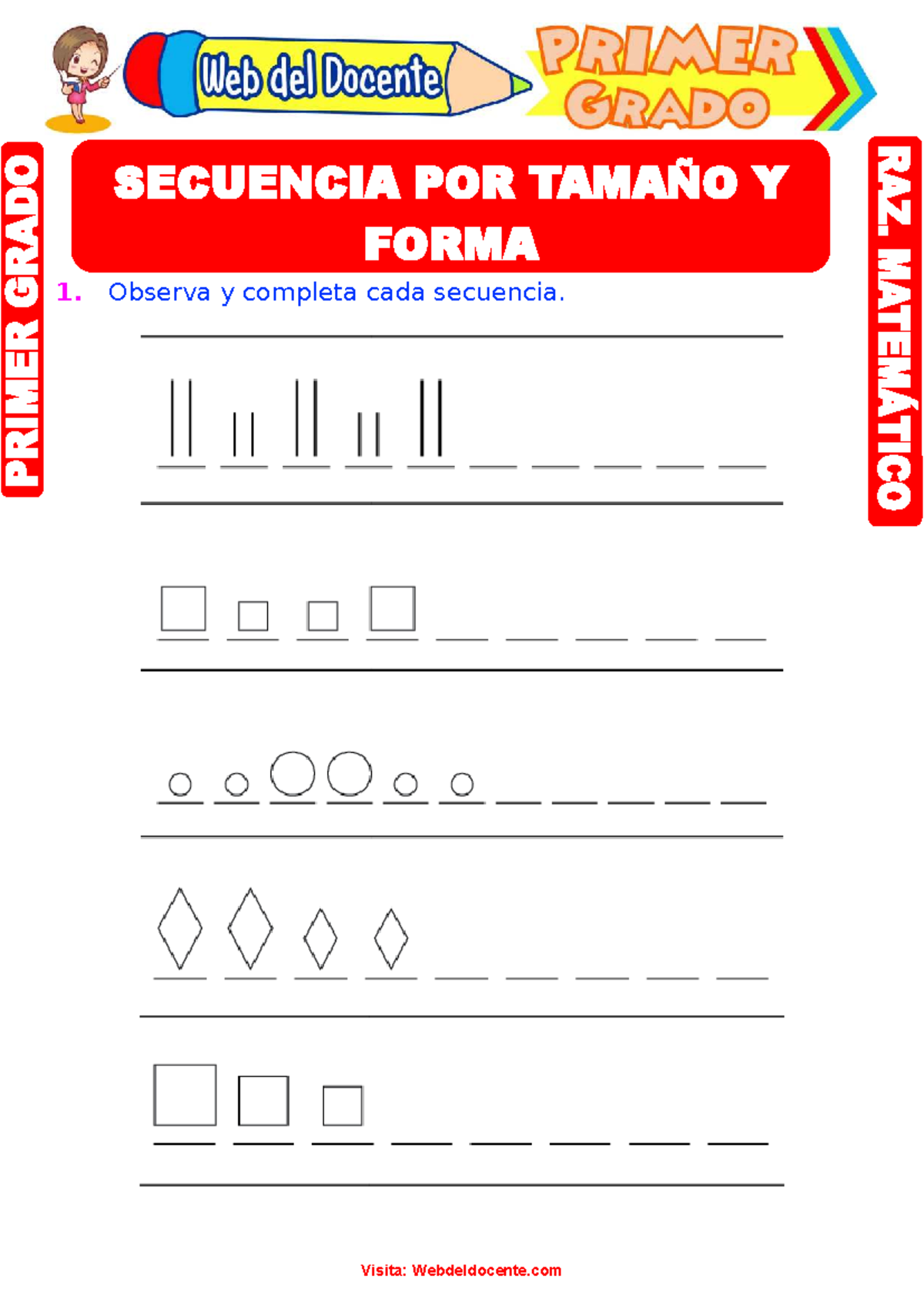 Secuencia por Tamaño y Forma para Primer Grado de Primaria - Matematica ...