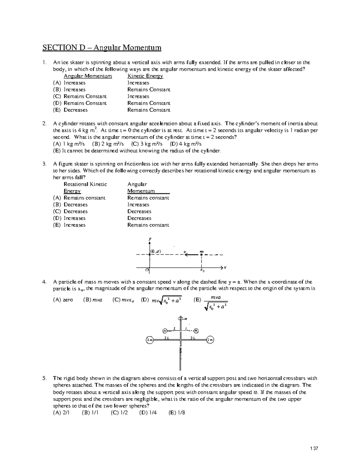 Angular Momentum Problems & Practice Questions for PHYS 1983 - Studocu