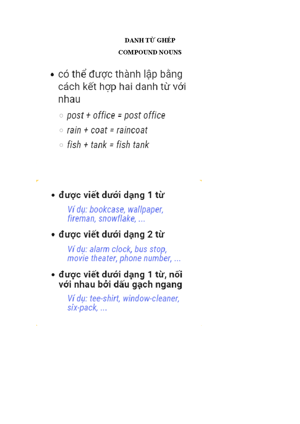 DANH TỪ GHÉP - jhbdbv - Academic English - DANH TÙ GHÉP COMPOUND NOUNS ...